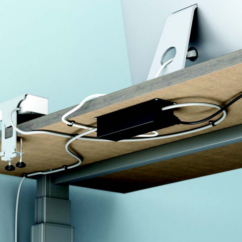 Power Supply for Height-Adjustable Desk | Cubicall Modern Phone Booths